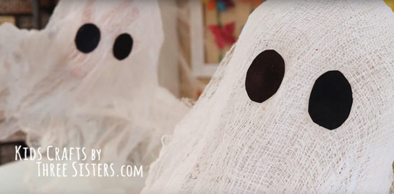 How to Make Cheesecloth Ghosts for Halloween - Kids Crafts by Three ...